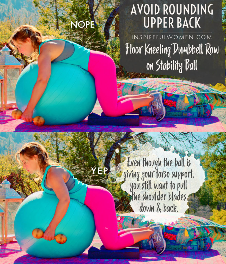 Kneeling Dumbbell Row on Stability Ball - Inspireful Women