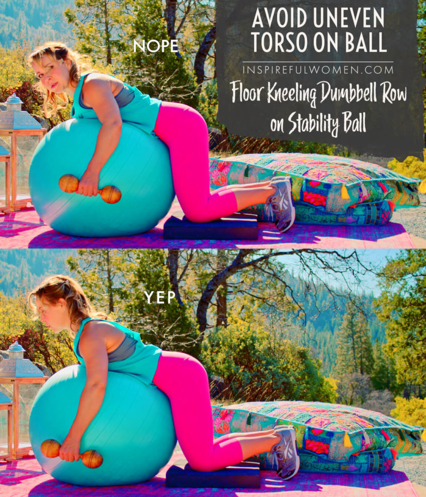 Kneeling Dumbbell Row on Stability Ball - Inspireful Women