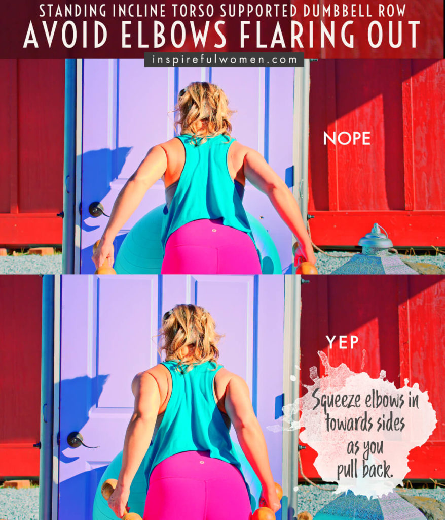 Standing Incline Dumbbell Lat Row on Ball - Inspireful Women