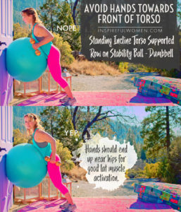 Standing Incline Dumbbell Lat Row on Ball - Inspireful Women