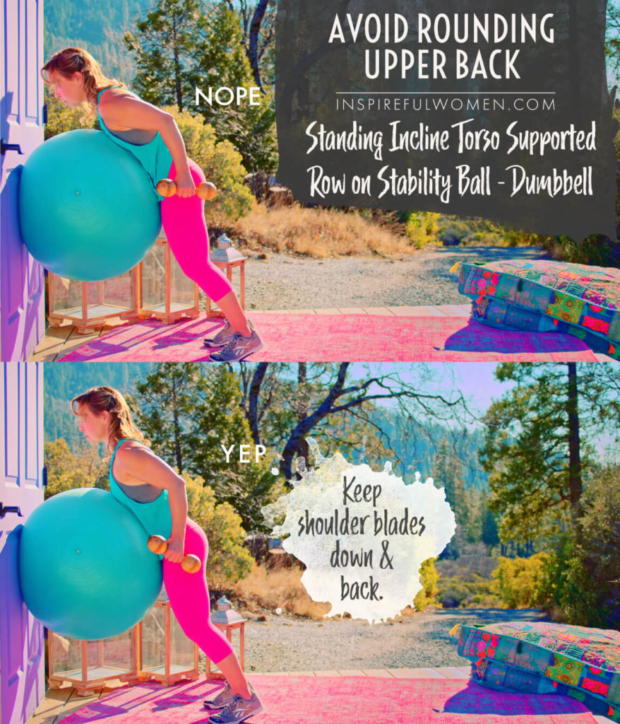 Standing Incline Dumbbell Lat Row on Ball - Inspireful Women