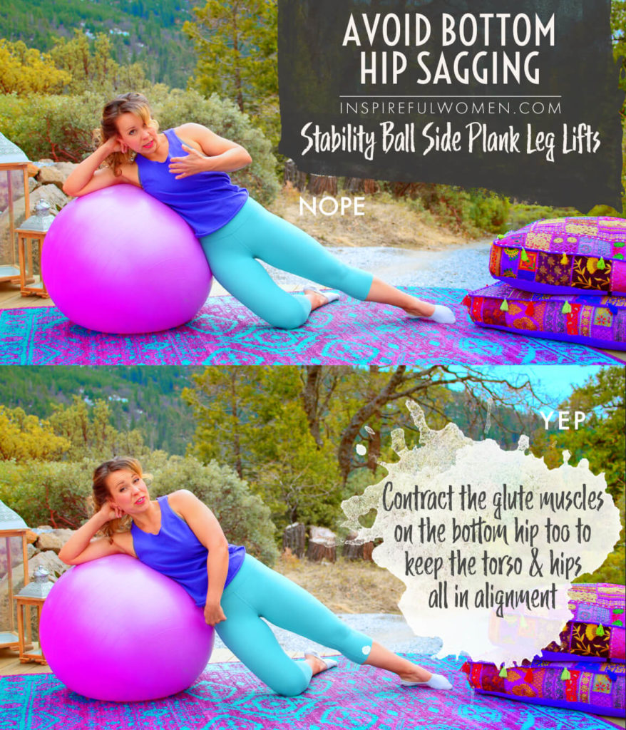 Stability Ball Side Plank Leg Lifts - Inspireful Women
