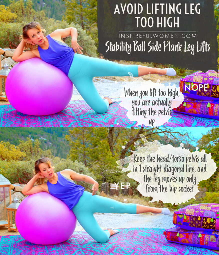 Stability Ball Side Plank Leg Lifts - Inspireful Women