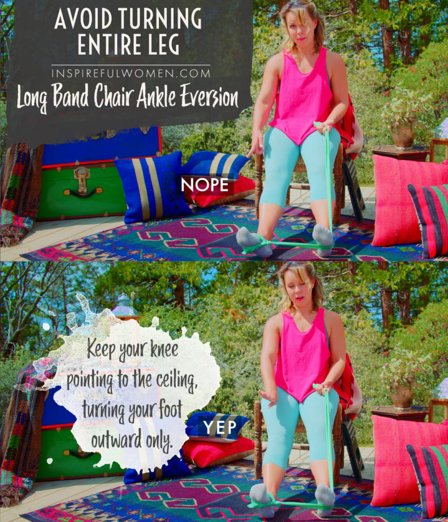 Chair-Seated Ankle Eversion – Long Band - Inspireful Women