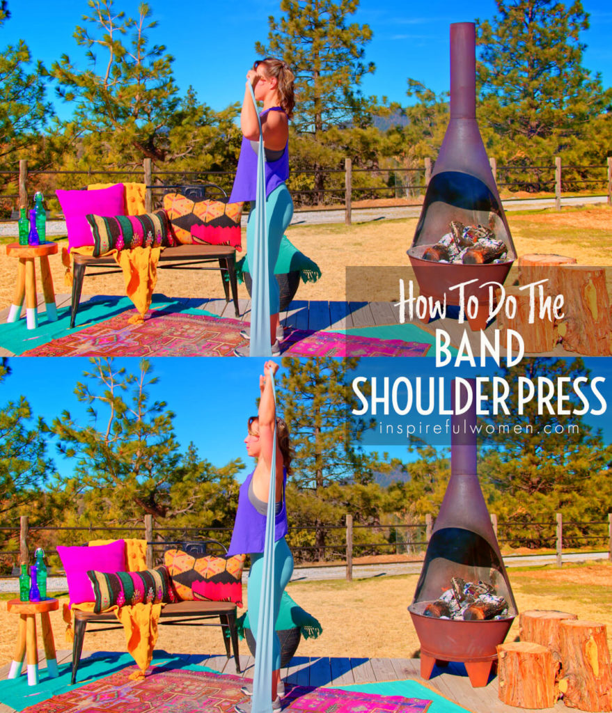 Standing Band Shoulder Press - Inspireful Women
