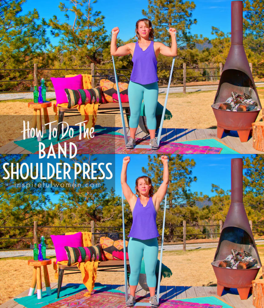 Standing Band Shoulder Press - Inspireful Women